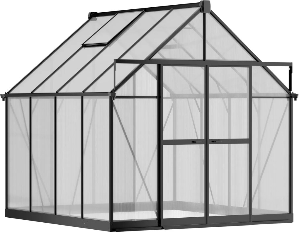 Skleník 234 x 244 x 254 cm, zesílená konstrukce, polykarbonát 6 mm