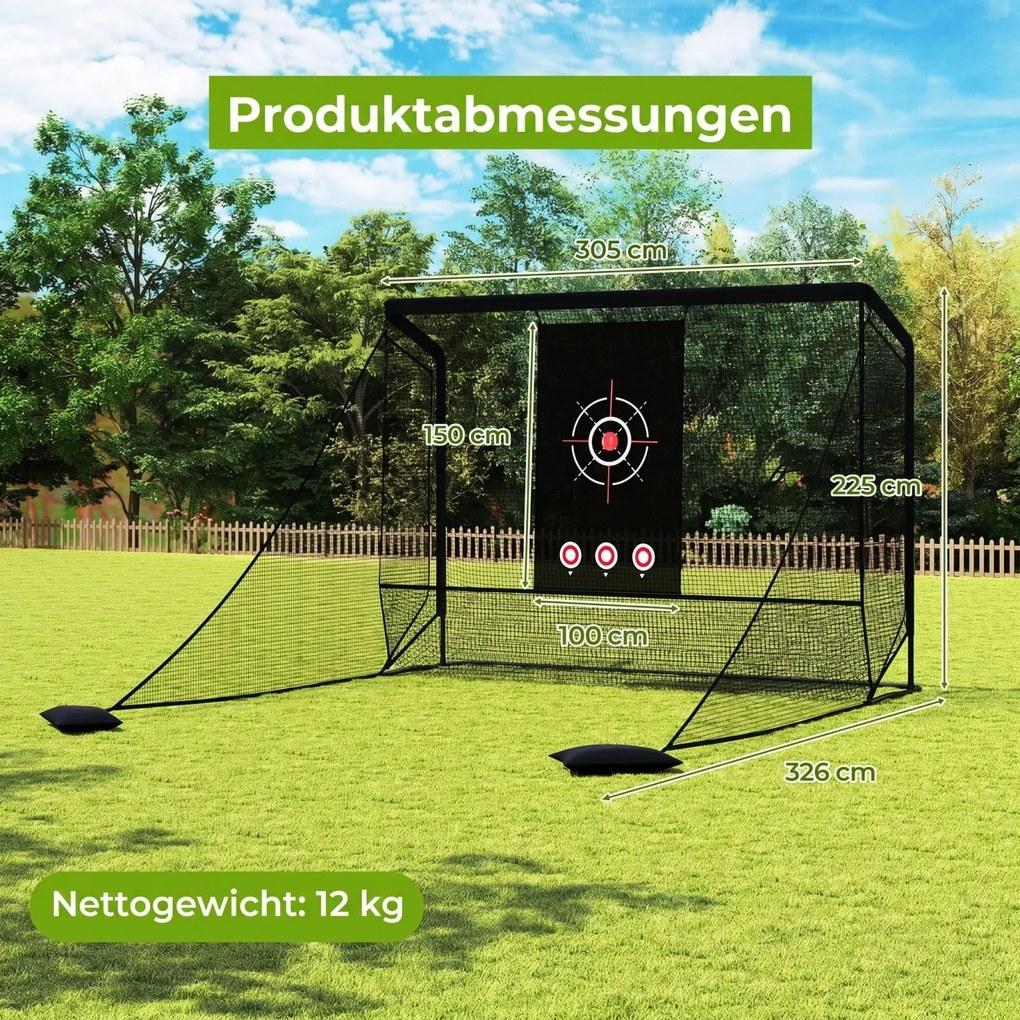 Costway Golfová síť Golfová tréninková síť s terčem, skládacími bočními díly