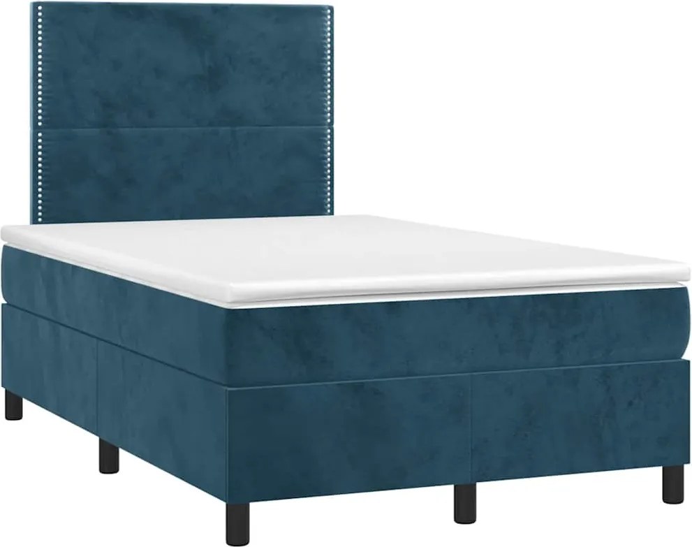 Box spring postel s matrací a LED tmavě modrá 120x200 cm samet 3136057
