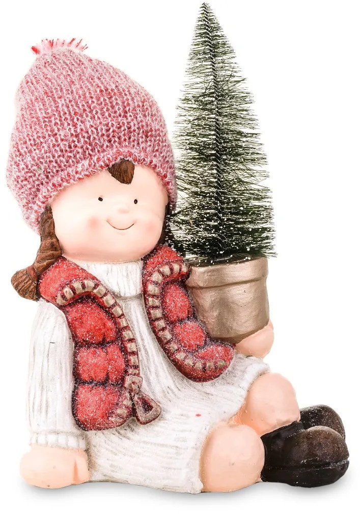 Vánoční figurka holčička s led osvětlením 140148