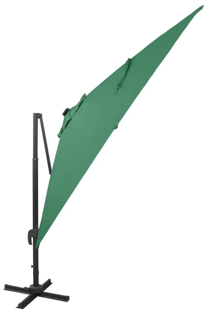 312345 vidaXL Konzolový slunečník s tyčí a LED světly zelený 300 cm