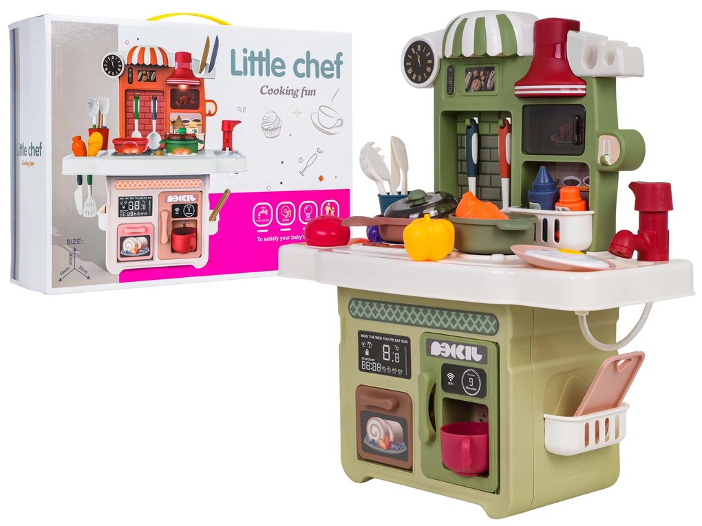 RKToys Dětská zelená kuchyňka se světlem a zvukem
