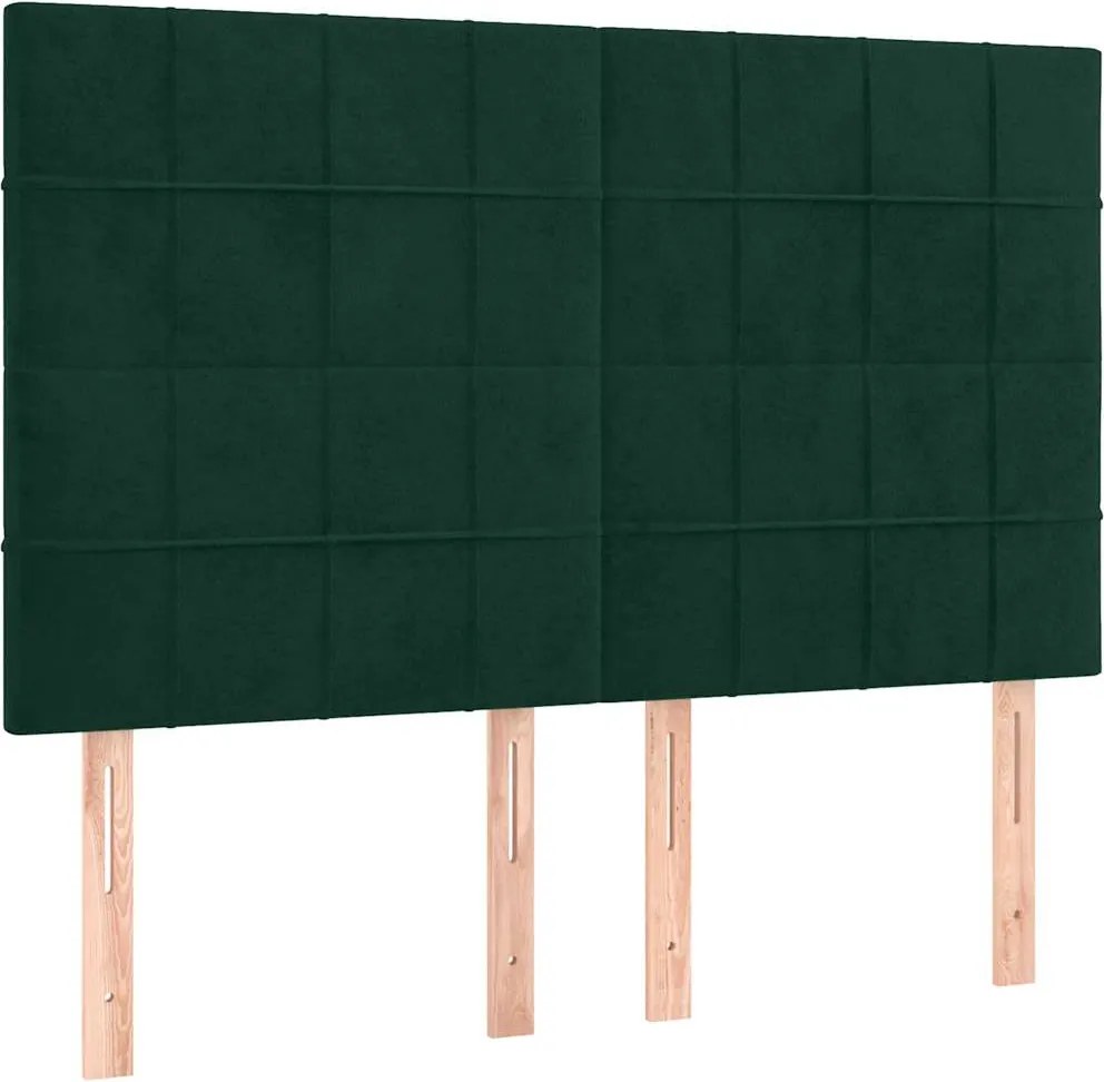 Box spring postel s matrací a LED tmavě zelená 140x200 cm samet 3136128