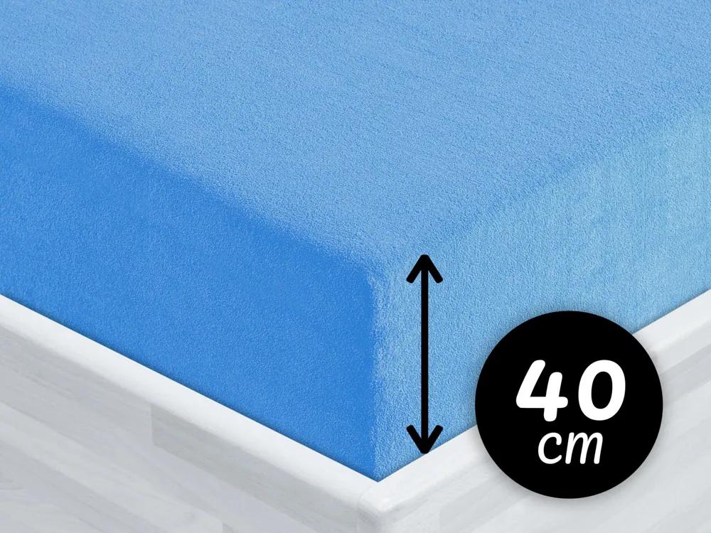 Froté napínací prostěradlo na extra vysokou matraci FR-015 Světle modré 90 x 220 - výška 40 cm