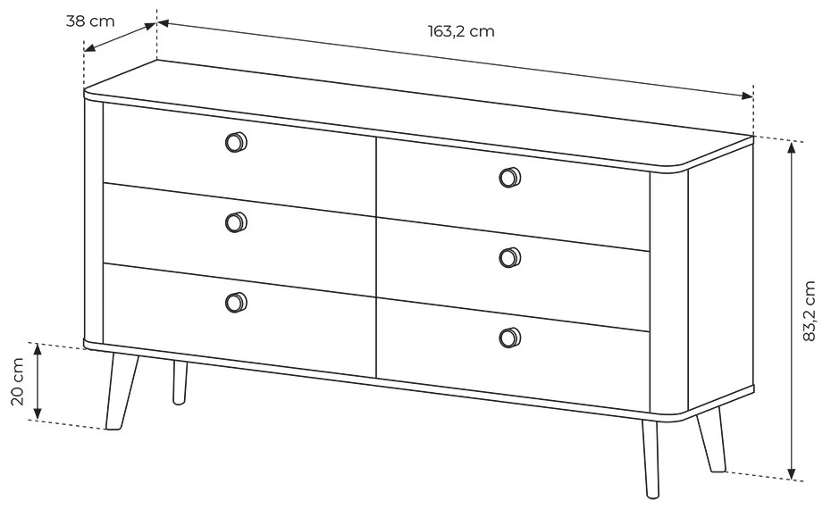 VIKI d | komoda 163 6S | 163,2 cm | dub barista