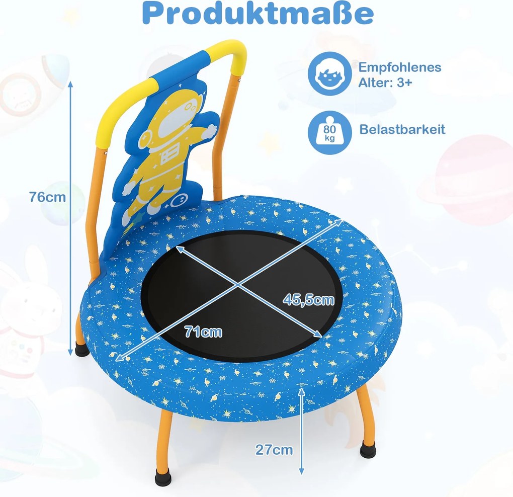 Costway Φ71 cm dětská trampolína s rukojetí a krytem okraje mini