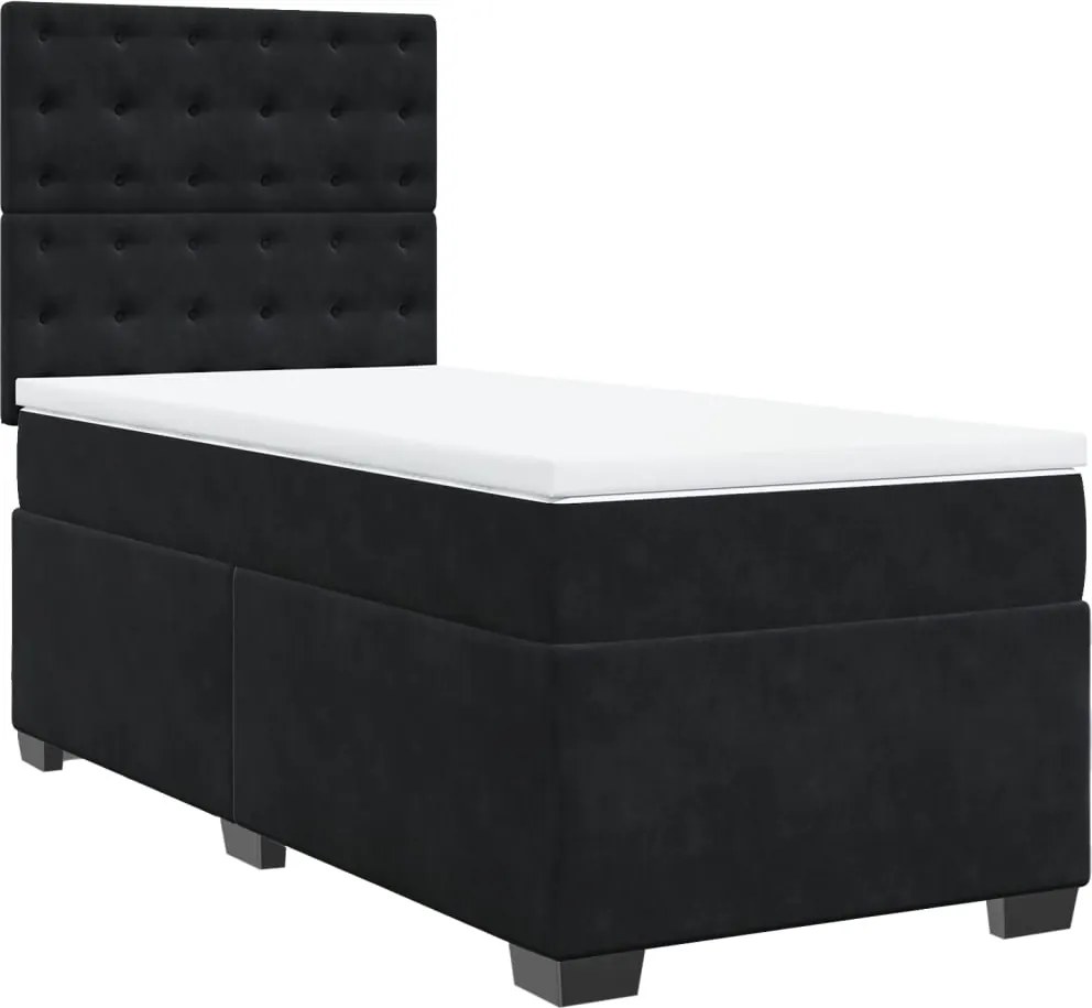 Box spring postel s matrací černá 80 x 200 cm samet 3290776