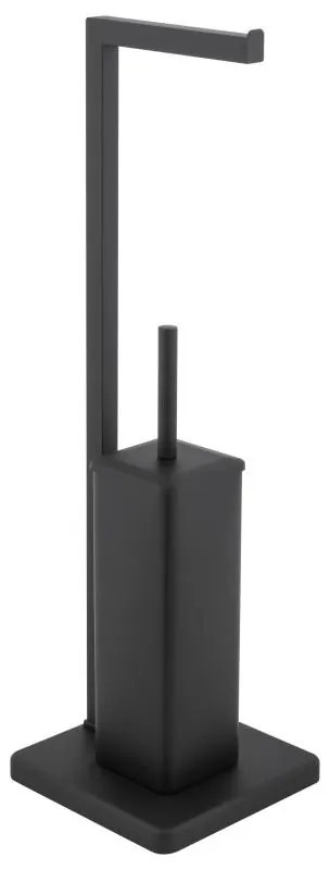 Erga Marko, stojan na toaletní papír a toaletní kartáč 20x20x65 cm, černá matná, ERG-YKA-PD.MARKO-BLK