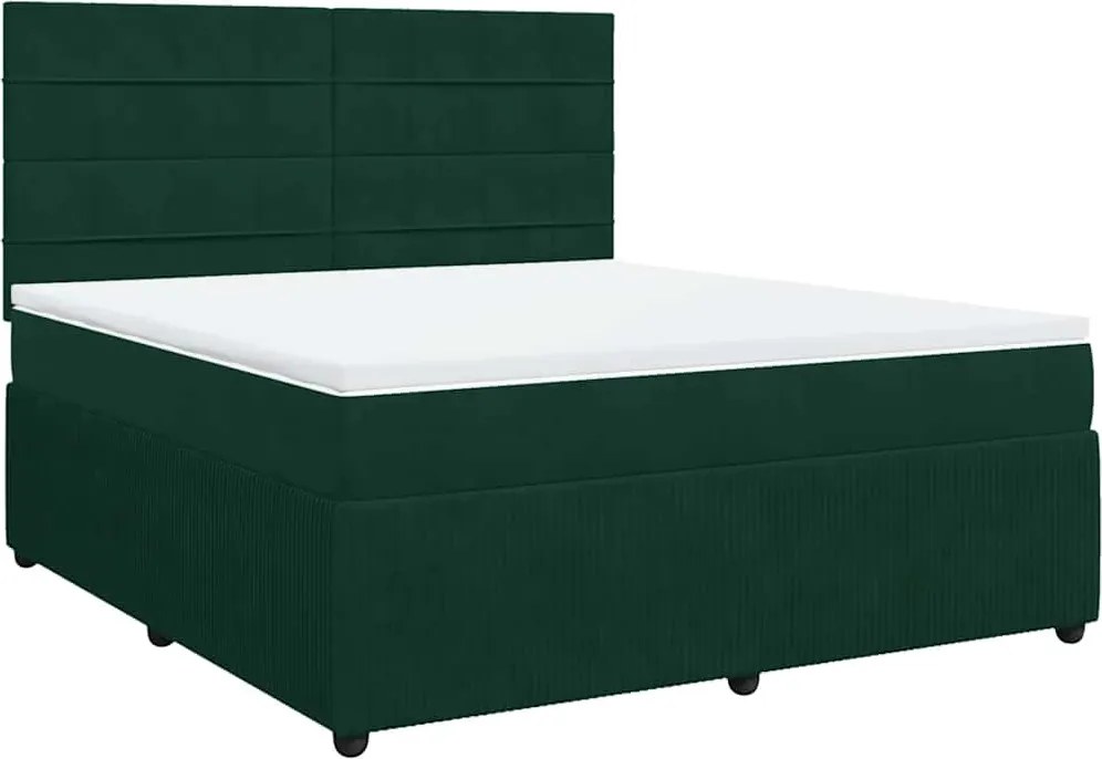 Box spring postel s matrací tmavě zelená 180x200 cm samet 3292409