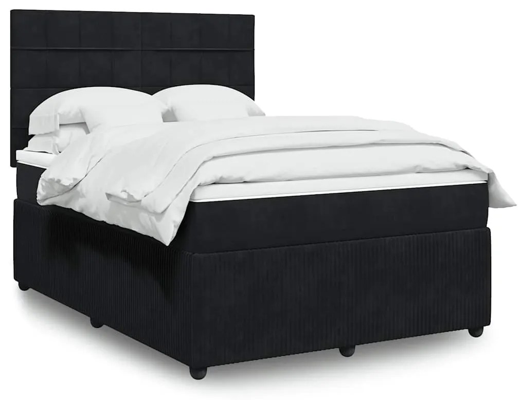 Box spring postel s matrací černá 140x200 cm samet 3294660