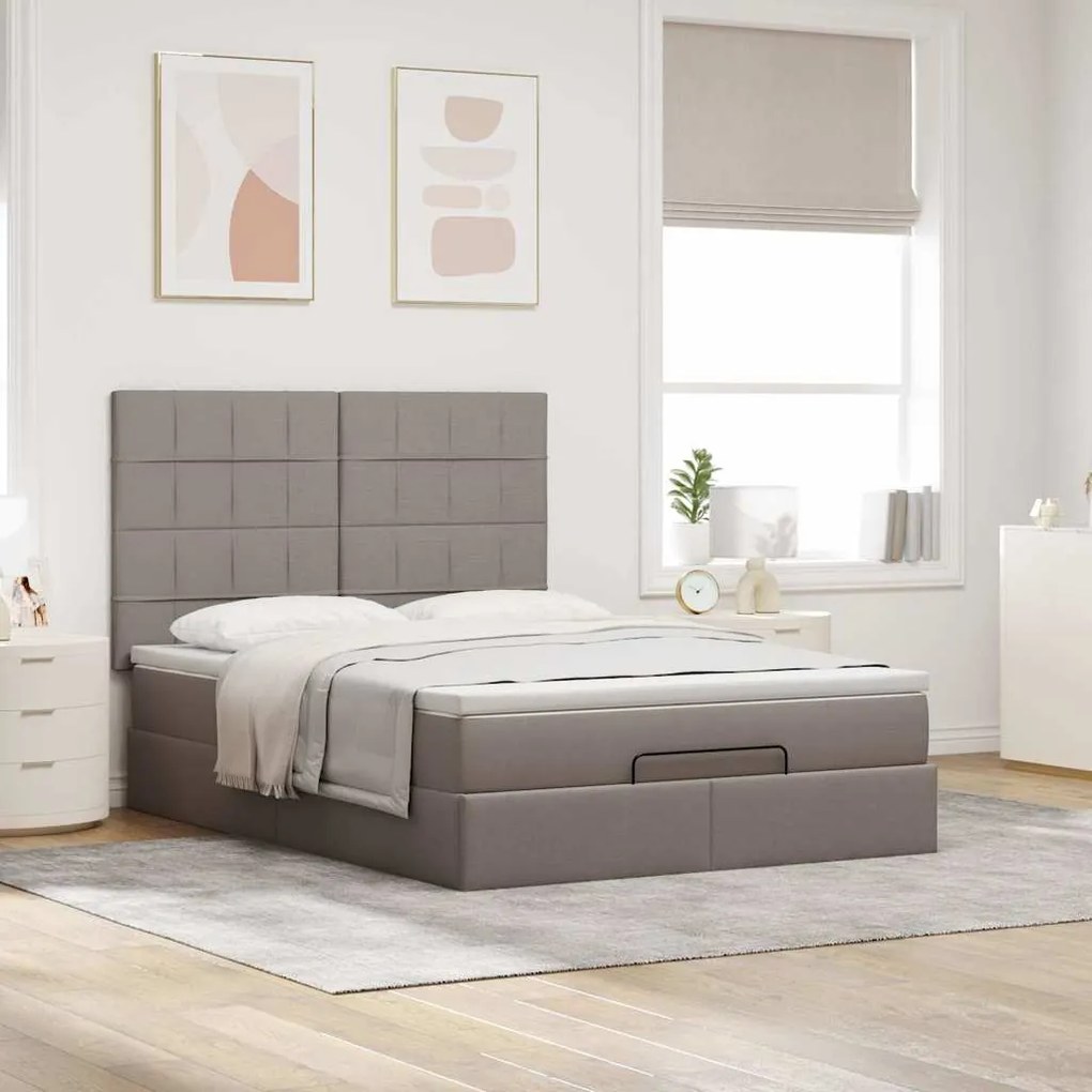Osmanský rám postele s matrací taupe 140x190cm textil 3313158