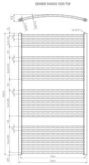 EBS Grande G75133OWSP Radiátor kombinovaný, 75x133cm, bílá