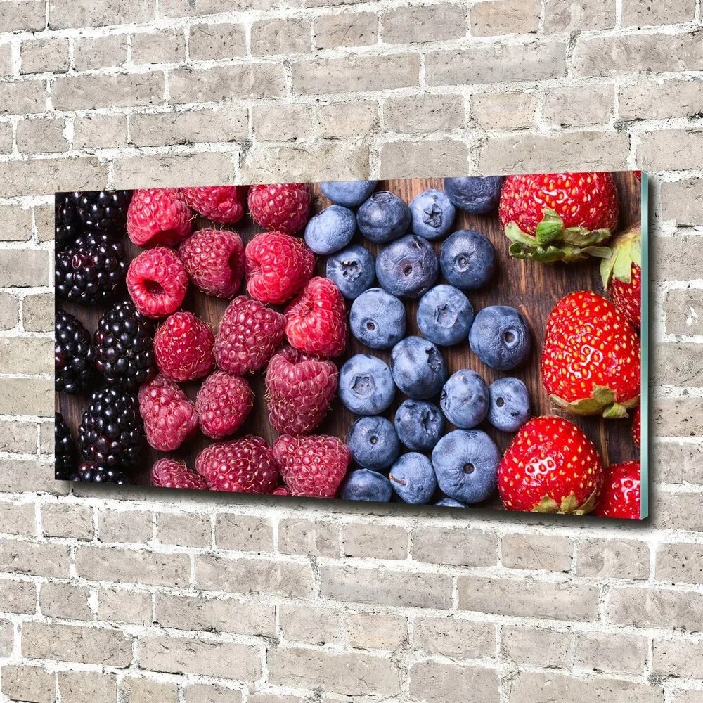 Wallmuralia Foto obraz sklo tvrzené Lesní ovoce 140x70 cm