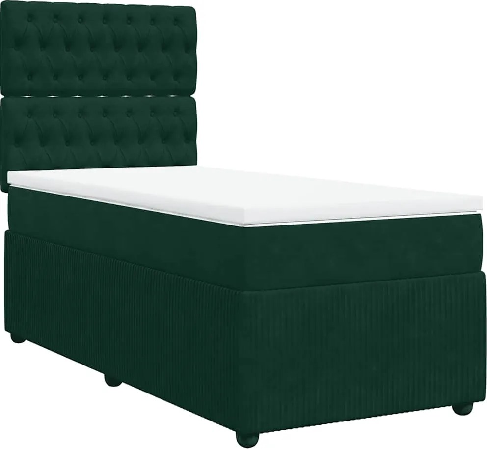 Box spring postel s matrací tmavě zelená 80 x 200 cm samet 3292199