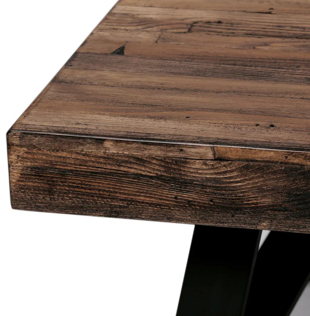 AUTRONIC Konferenční stůl, 130x70 cm, MDF deska, masiv borovice, kov, černý lak