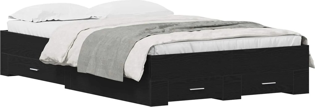 Rám postele se zásuvkou Černý dub 120 x 200 cm Kompozitní dřevo 3333971