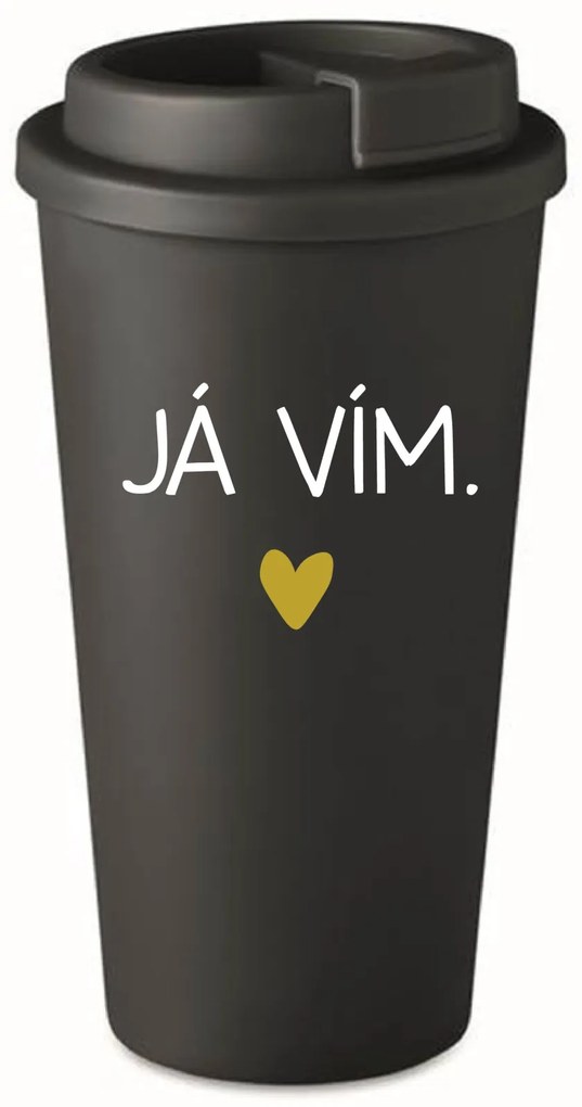 JÁ VÍM. - černý termohrnek 475 ml