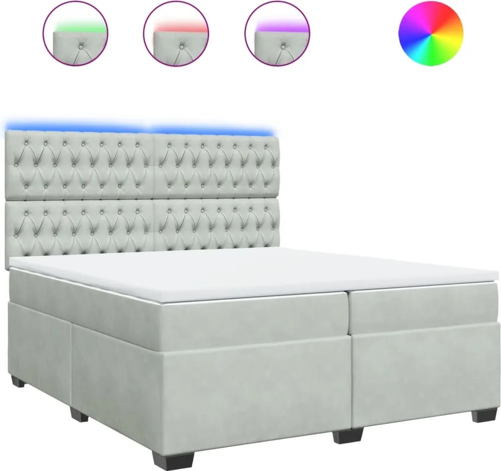 Box spring postel s matrací světle šedá 200x200 cm samet 3293308