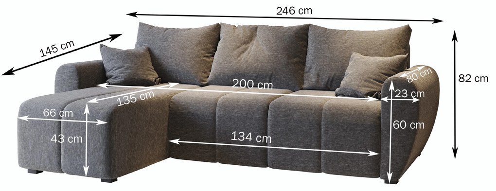 MSL Rohová sedačka MOKA, 246 cm Barva látky: COSMIC 160