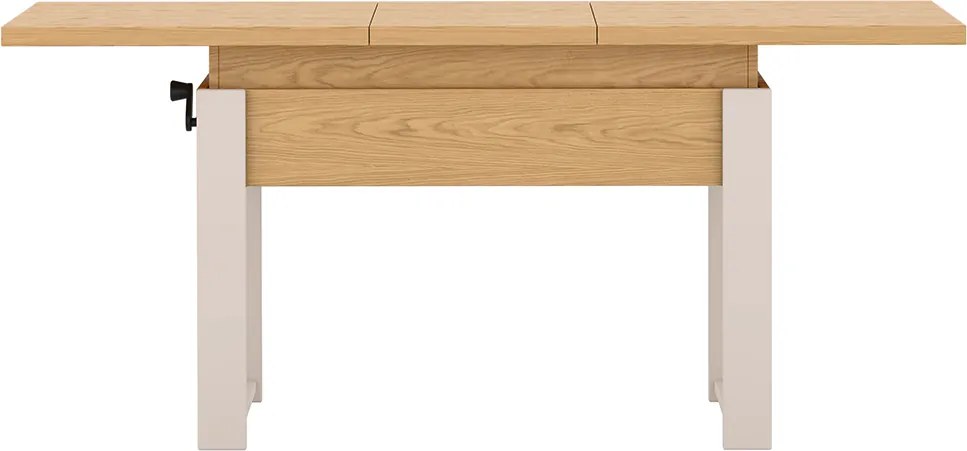 Rozkládací polohovací konferenční stolek HOGO 3v1 | 120-157x62,5-74,5x67 cm | síla horní desky 32 mm | dub bookmatch/nohy kašmír