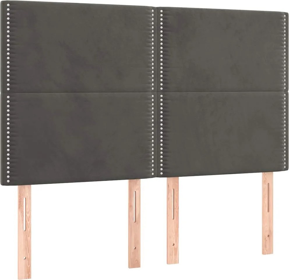 Čelo postele tmavě šedé 144x5x118/128 cm sametové 3116241