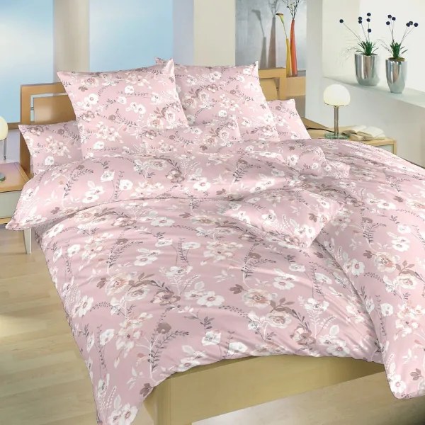 Dadka Povlak na polštář krep Kvítí na pudrovém  70x90 cm