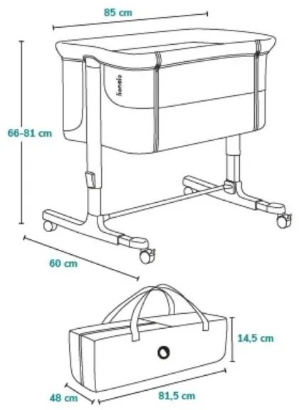 Lionelo - Dětská postýlka 3v1 AURORA šedá