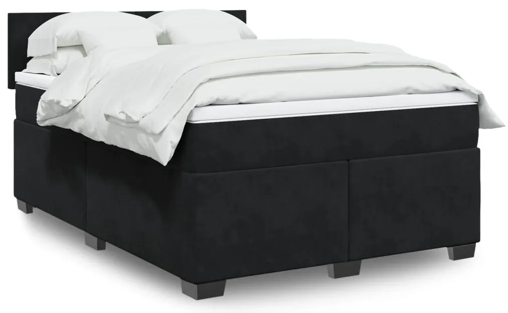 Box spring postel s matrací černá 140 x 190 cm samet 3288602