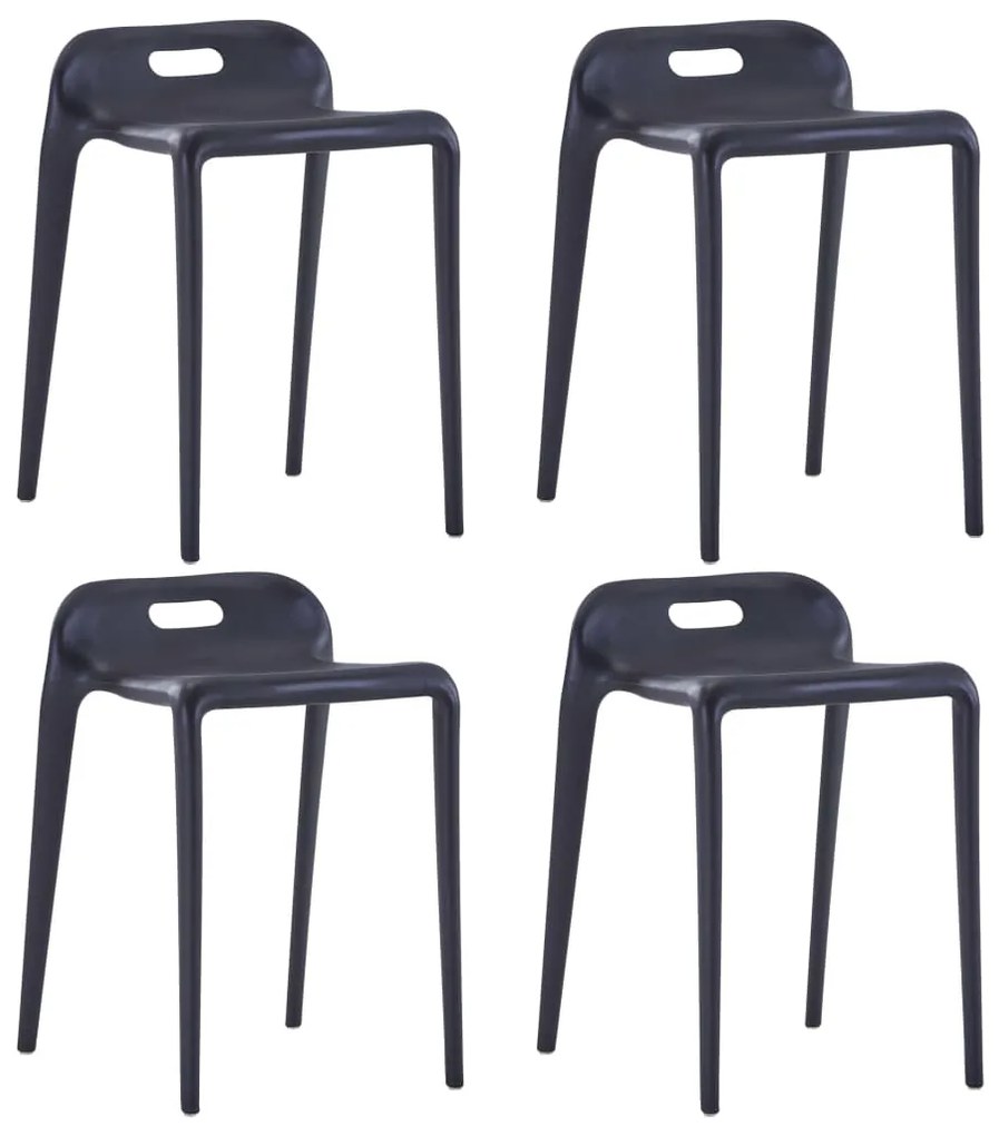 Stohovatelné stoličky Winston - plast - 4 ks | černé
