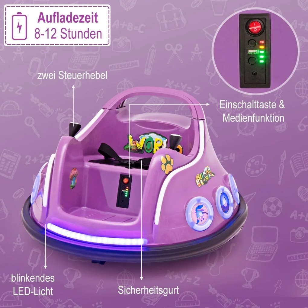 Costway 12 V Dětské nárazníkové auto 360 Otočení stupňů s hudbou a světly