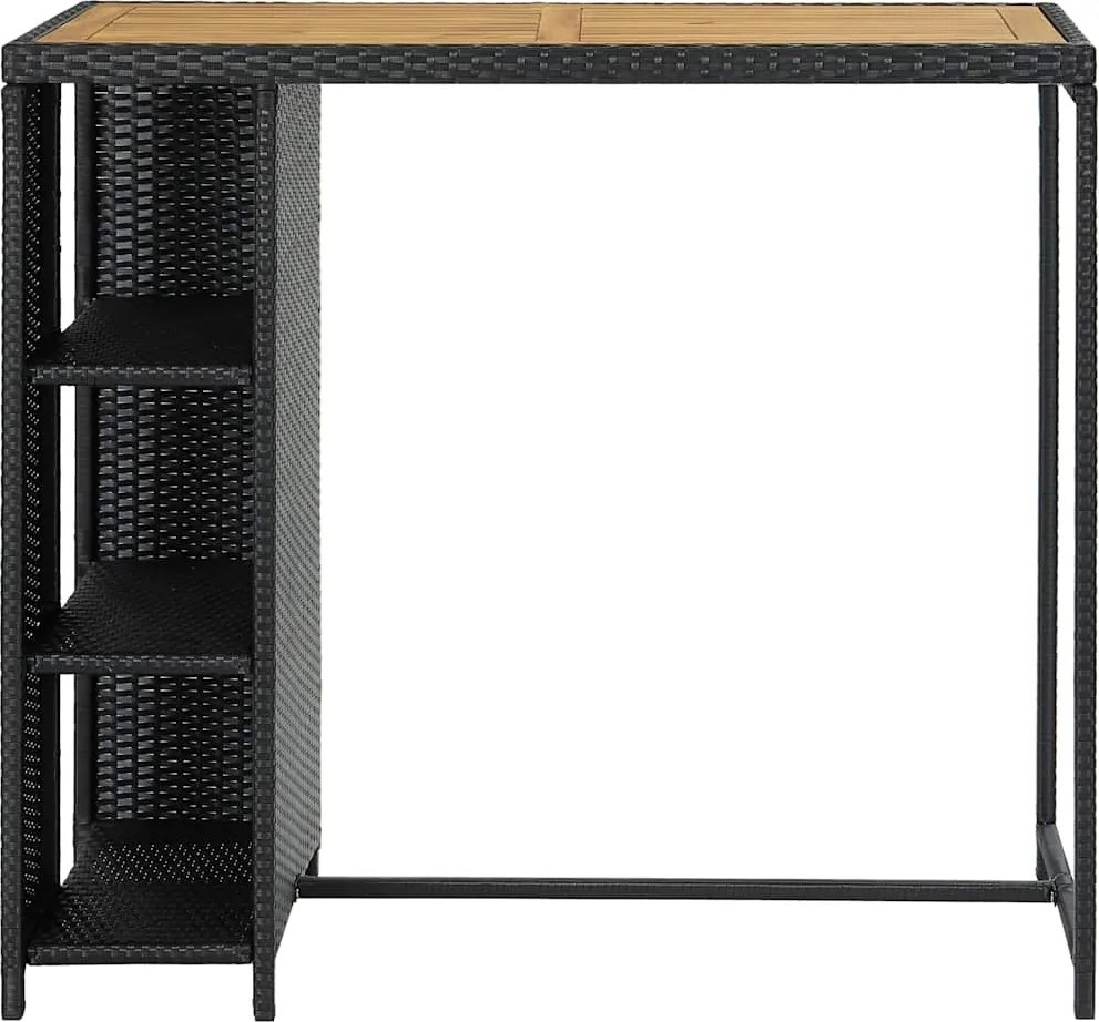 Barový stolek s úložným regálem černý 120x60x110 cm polyratan 313478