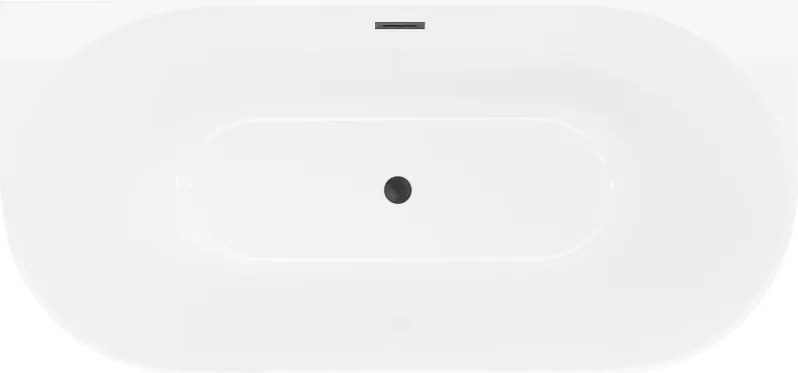 Mexen Oval Slim volně stojící přistěnná vana 170 x 80 cm, bílá, přepad černý - 52661708000-70