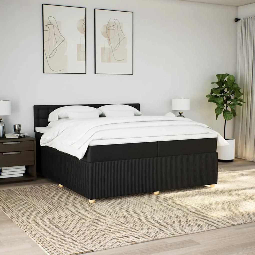 Box spring postel s matrací černá 200x200 cm textil 3287579