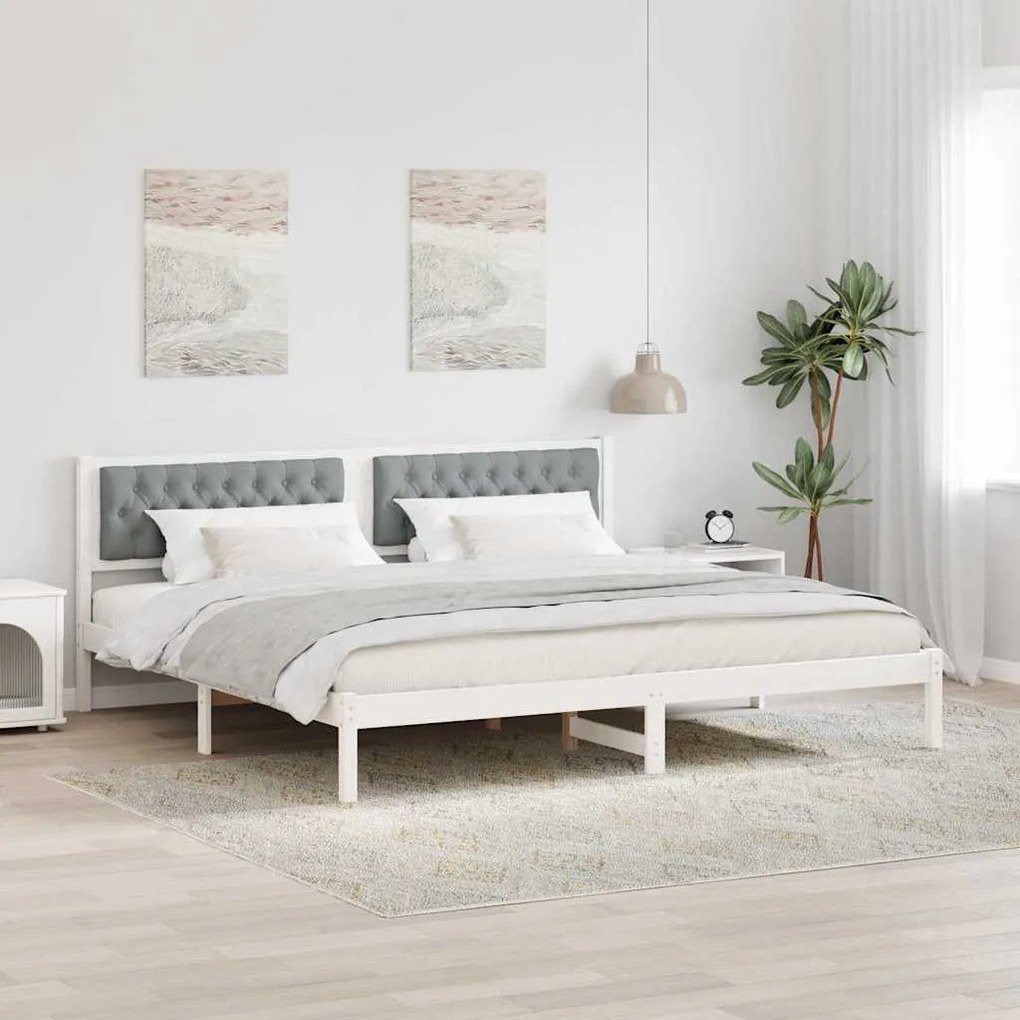 Rám postele Světle šedá 200 x 200 cm Masivní borové dřevo 3394237