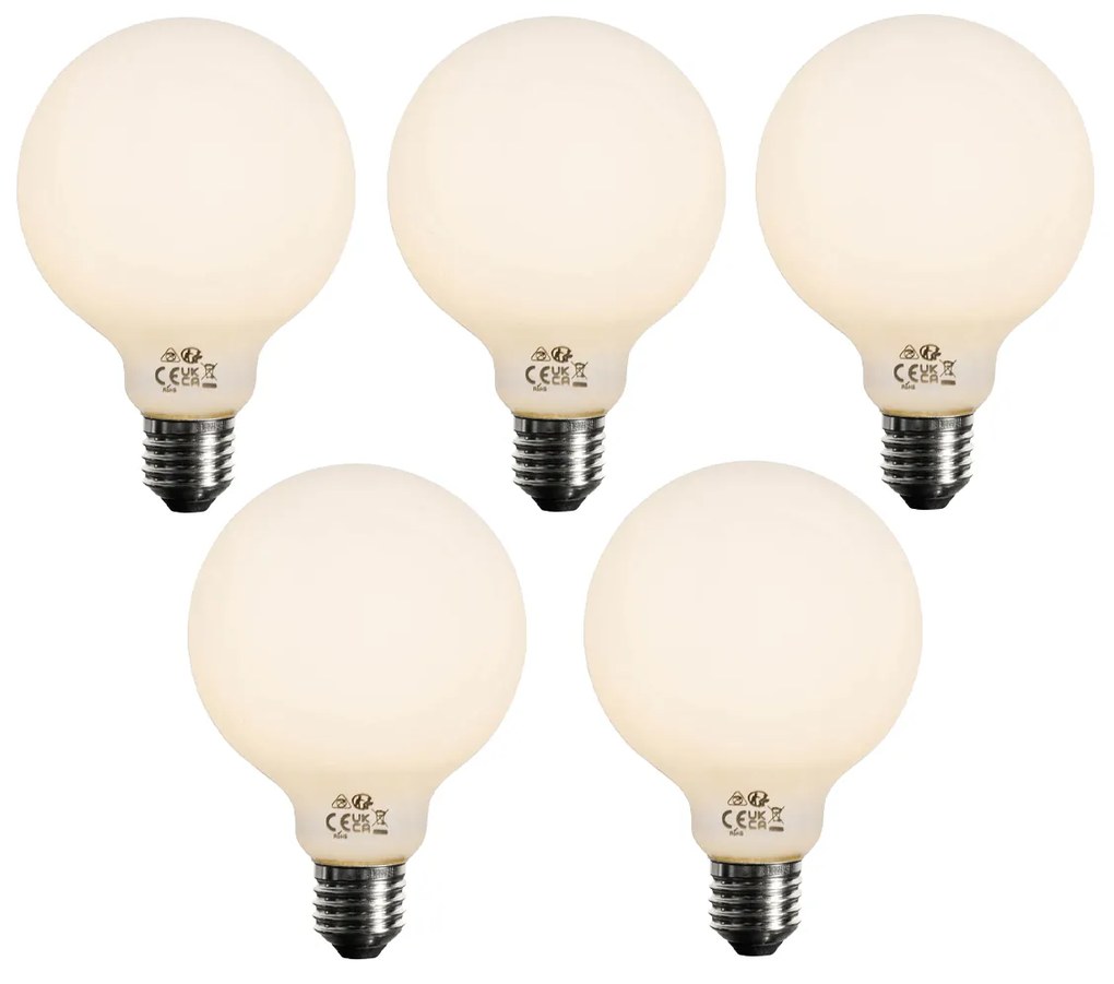 Sada 5 stmívatelných opálových LED žárovek E27 G95 5W 450LM 2700K