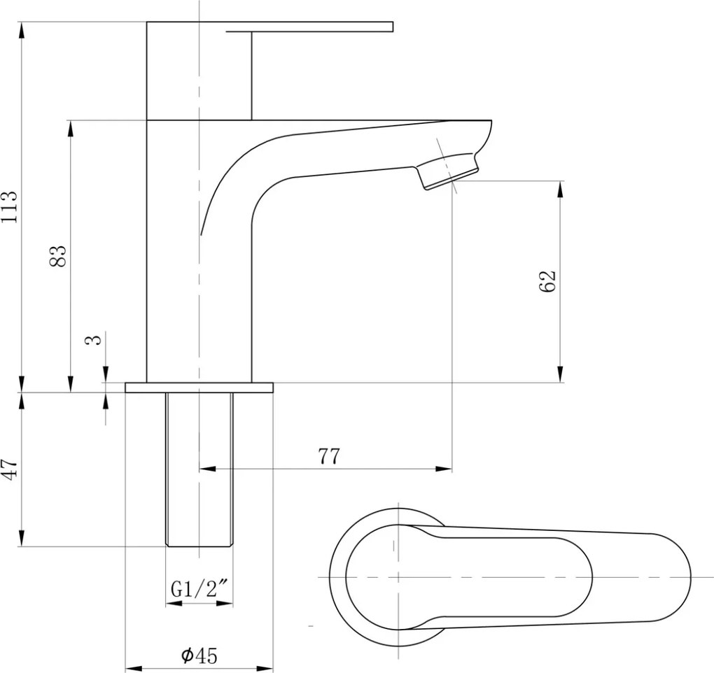 Sapho, SMALL stojánkový umyvadlový ventil, 113 mm, chrom, SM23