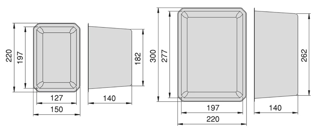 Sapho LINDO miska vysoká, sada 4ks (2x 150x220mm+2x 220x300mm), plast, antracit - LD004