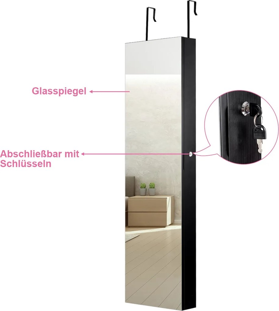 Costway Šperkovnice s LED osvětlením Šperkovnice se zrcadlem