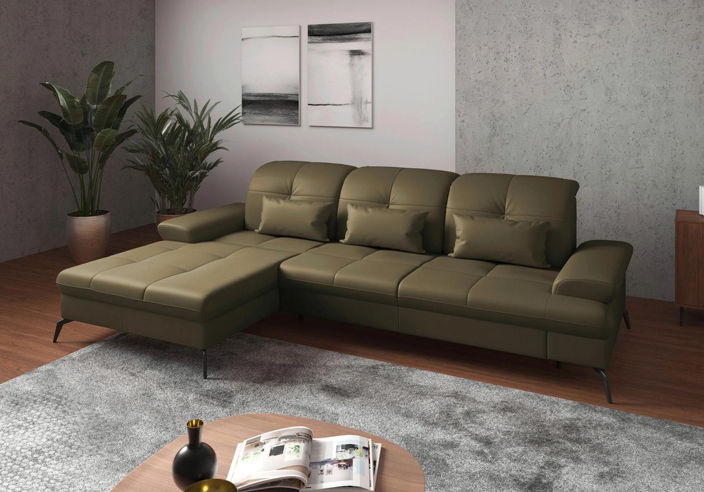 XXXLutz ROHOVÁ SEDAČKA, kůže, olivově zelená Sit & More - Sedací soupravy - 000144012168