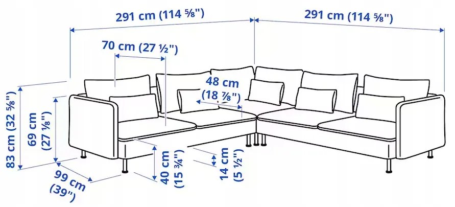 IKEA SODERHAMN Rohová sedací souprava, 6místná, Tonerud červená