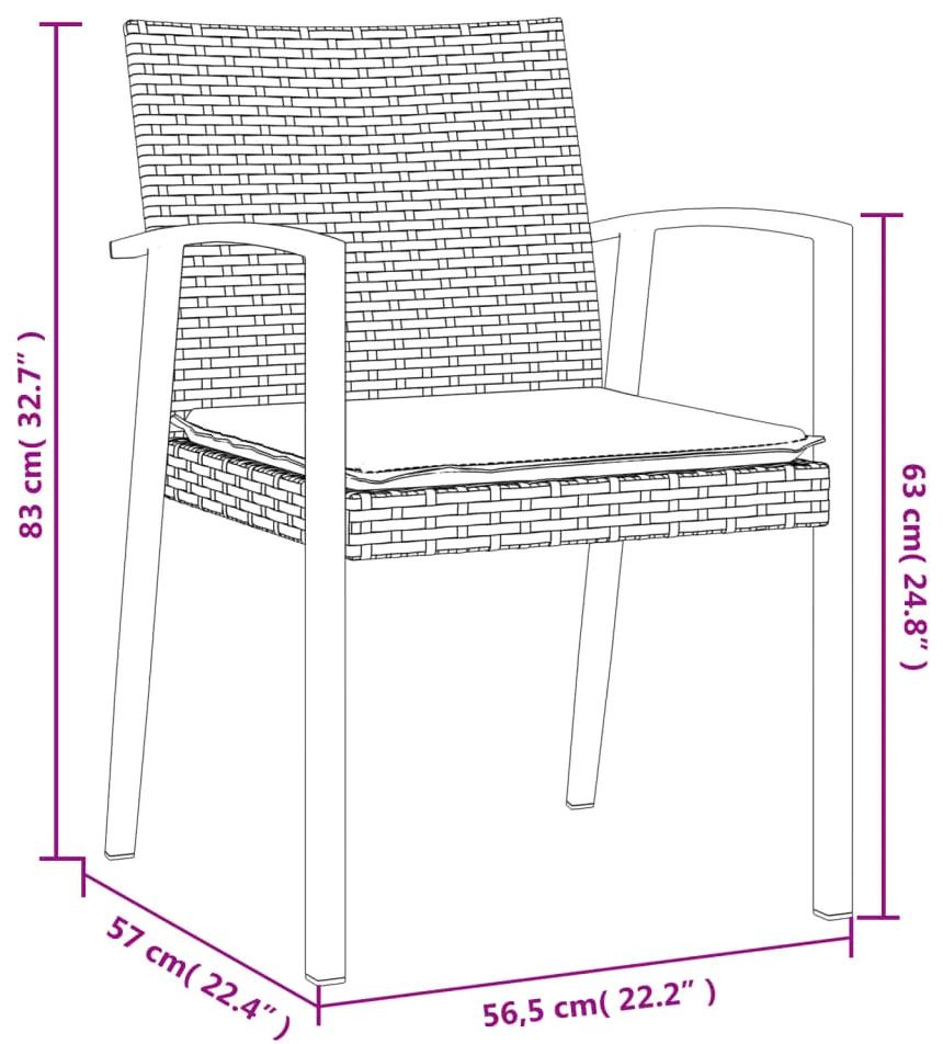 Zahradní židle s poduškami 6 ks hnědé 56,5x57x83 cm polyratan,  3187078