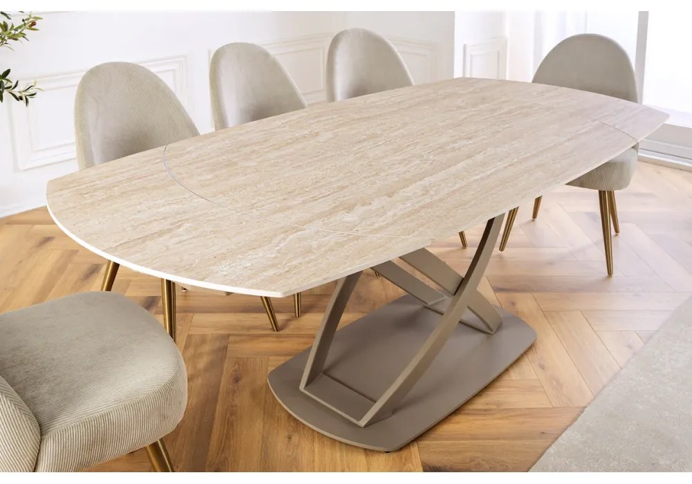 Massive home | Jídelní stůl INCEPTION GREIGE 130-190 CM travertin rozkládací