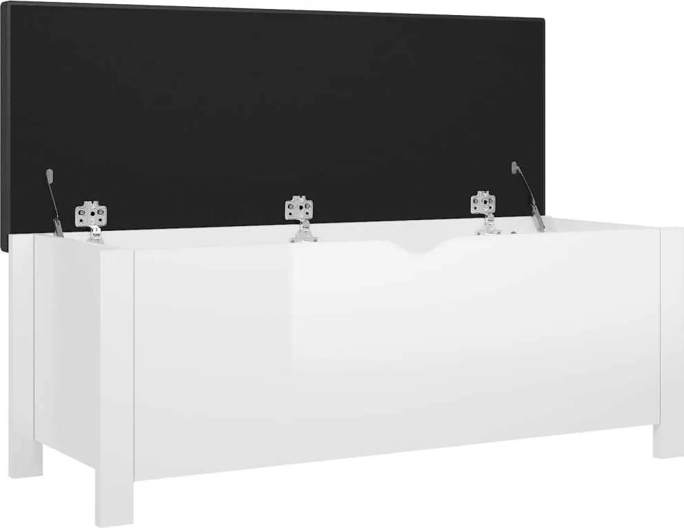 vidaXL Úložný box s poduškou 105 x 40 x 45 cm dřevotříska [326774] Barva: černá s vysokým leskem
