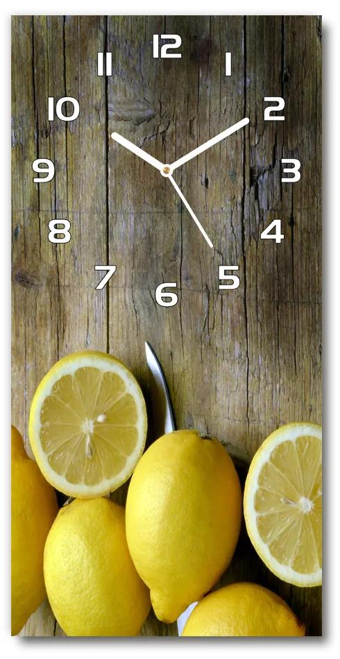 Wallmuralia Moderní hodiny nástěnné Citrony 30x60 cm