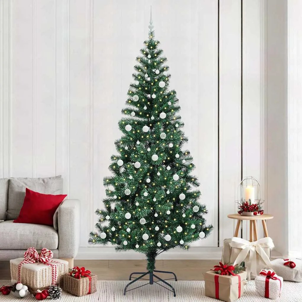 Umělý osvětlený vánoční stromeček Zelená 240 cm PVC a kov 3396791