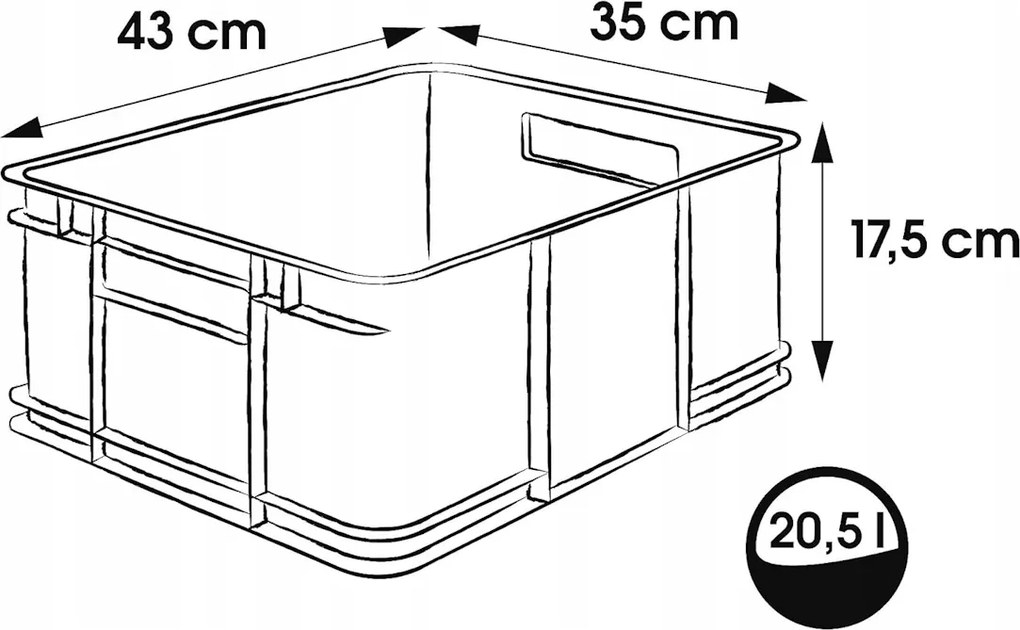Keeeper Úložný box pro domácnost i dílnu, BRUNO L, 20,5L, 43 x 35 x 17,5 cm, transparentní