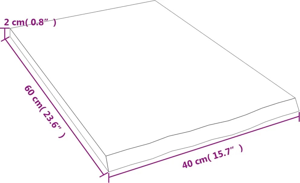 Koupelnová deska 40 x 60 x 2 cm neošetřené masivní dřevo 3156002
