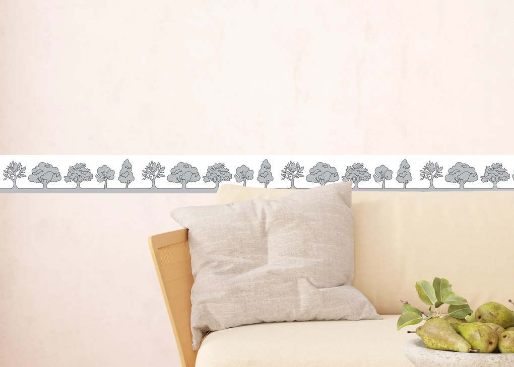 Samolepící bordura na zeď Šedá Kaligrafie | 5 m x 13.8 cm | DWB8279