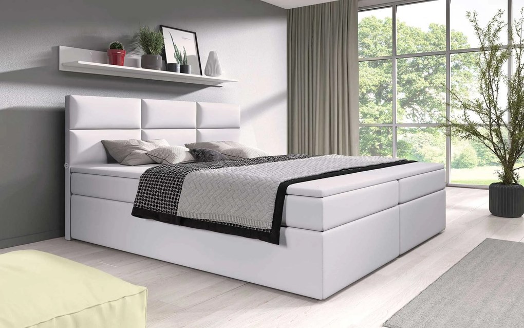 K&M postele Boxspring postel CAMELIA s úložným prostorem a USB Velikost postele: 160 × 200 cm, Výběr matrace: Taštičková zónová matrace - měkká (70–1…