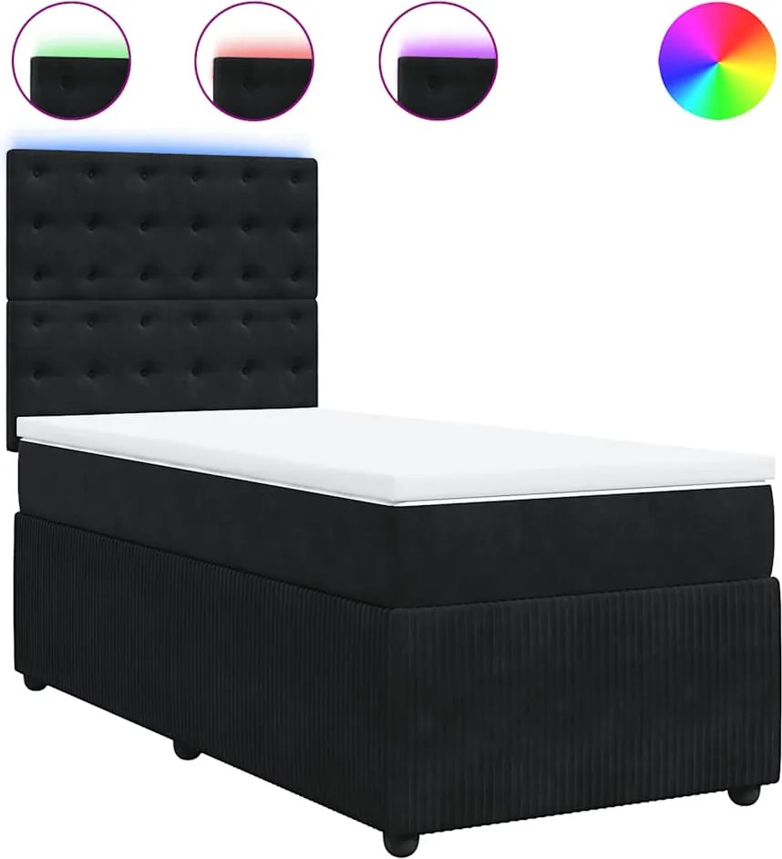 Box spring postel s matrací černá 80 x 200 cm samet 3294504
